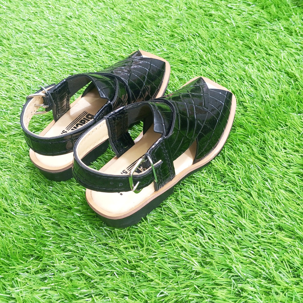Peshawari Chappal - Black Crocodile - 02– The Babies Store