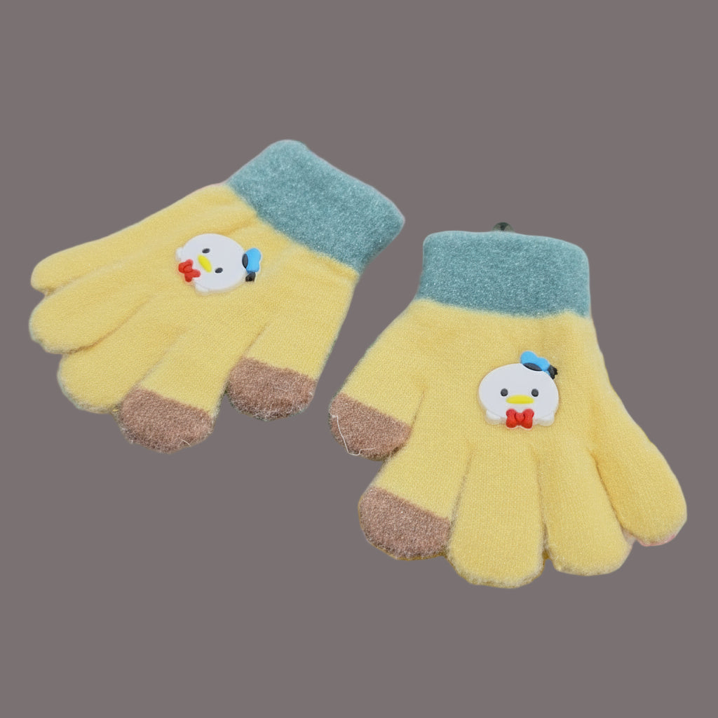 Pair of Gloves - Mustard - Penguin - (1-3 Years)– The Babies Store